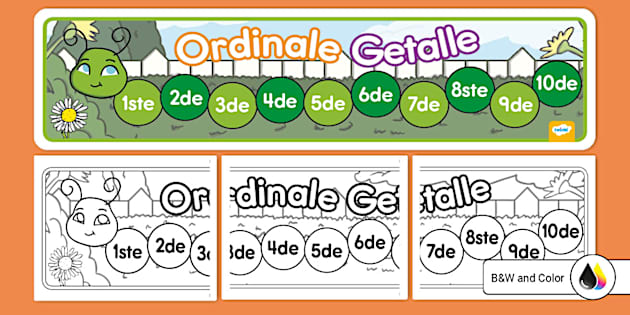 * NEW * Ordinale Getalle 1-10 Ruspe Bannier (teacher made)