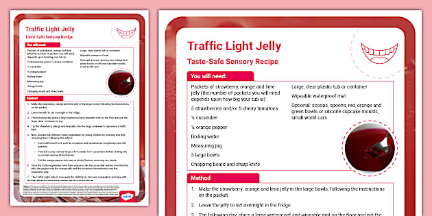 Taste-Safe Traffic Light Jelly Sensory Recipe (teacher made)