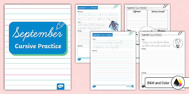 Fourth Grade September Cursive Practice Bundle - Twinkl Fourth Grade September Cursive Practice Bundle - Twinkl