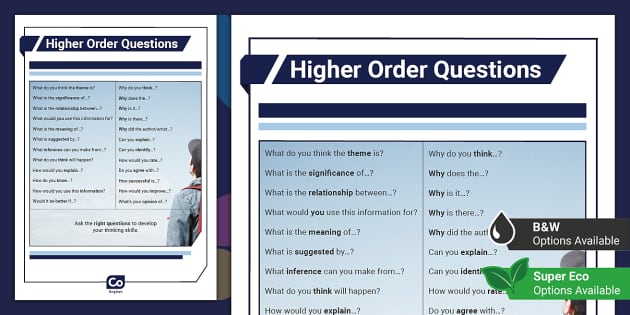 Higher Order Questions Display Poster (professor feito) Higher Order Questions Display Poster (professor feito)