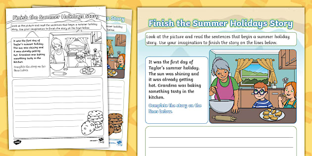 Finish the Summer Holidays Story Worksheet (teacher made)