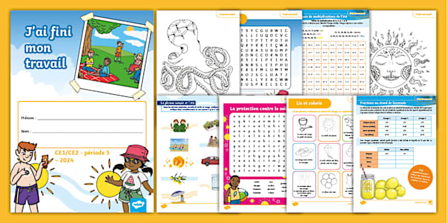 J'ai fini mon travail - Livret d'activités CE1/CE2 - édition été 2024