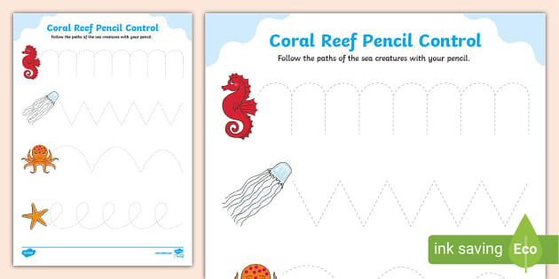 Coral Reef Pencil Control (teacher made) - Twinkl