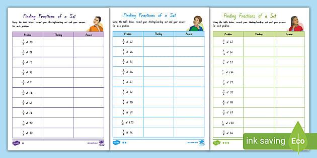 Fractions of a Set Activity Sheet