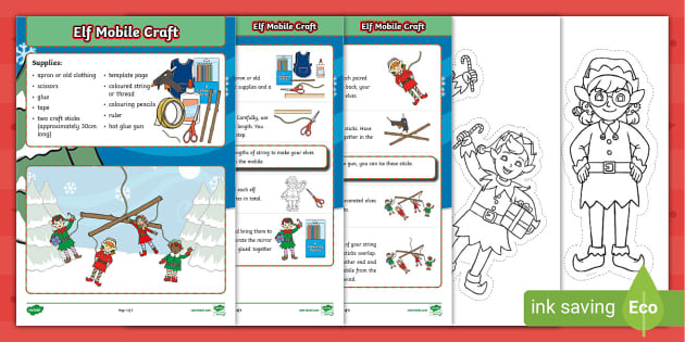 Elf Mobile Craft (teacher made) - Twinkl