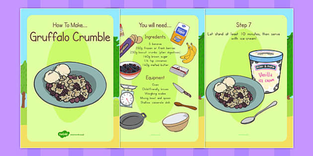 Gruffalo Crumble Recipe Cards - australia, gruffalo, recipe