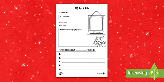 KS1 Christmas Elf Fact File Template (creat de profesori)