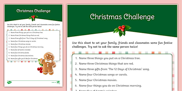 Gingerbread Christmas Themed Challenge Activity | Twinkl
