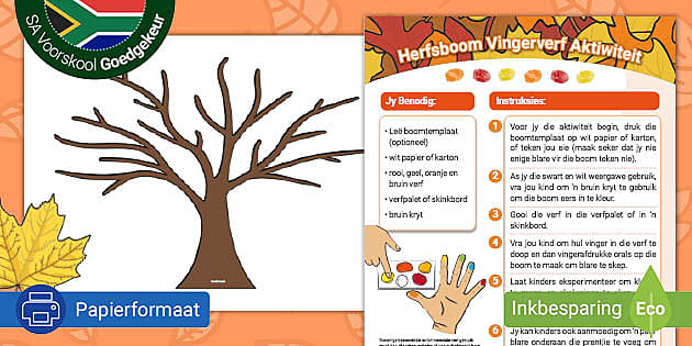 Herfsboom Vingerverf Kunsaktiwiteit (Hecho por educadores)
