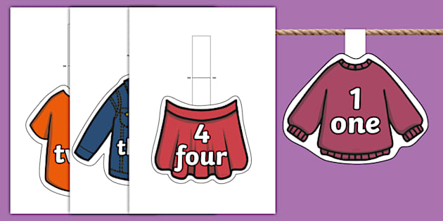 👉 Clothes Numbers in Words Display Bunting - Twinkl