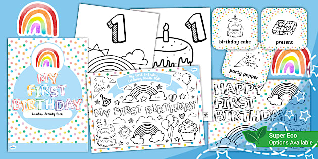 My First Birthday – Rainbows Party Activity Pack - Twinkl