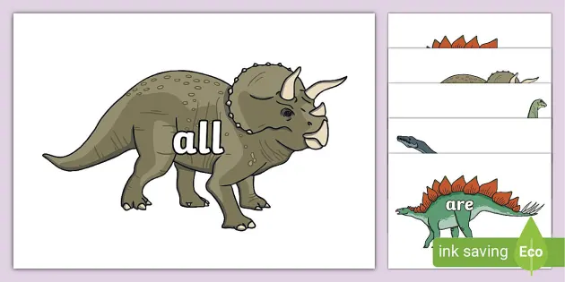 Black and White Tricky Words on Dinosaurs (teacher made)