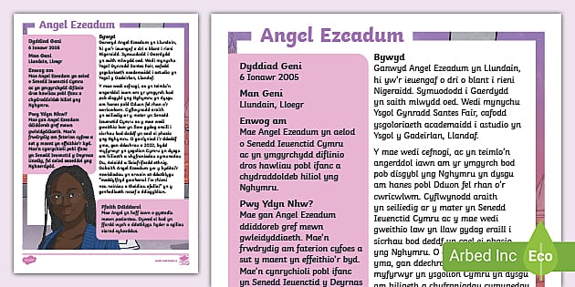 Ffeil Ffeithiau Angel Ezeadum (l'enseignant a fait) - Twinkl