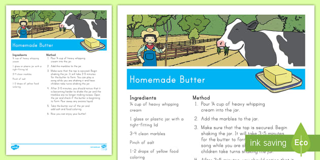 Homemade Butter Recipe (Teacher-Made) - Twinkl