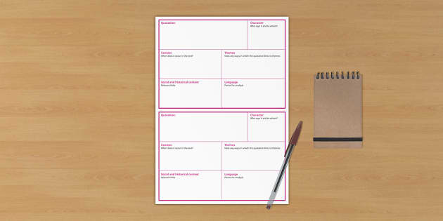 GCSE English Literature Key Quotations - Make Your Own Flashcards