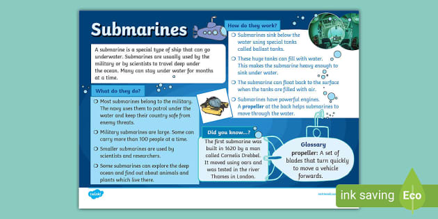 KS1 Submarine Fact File (teacher made) - Twinkl