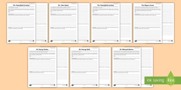 Year 6 History Key Figures and Events Report Writing Frames Pack