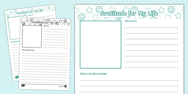 * NEW * Gratitude for My Life Worksheet (teacher made)