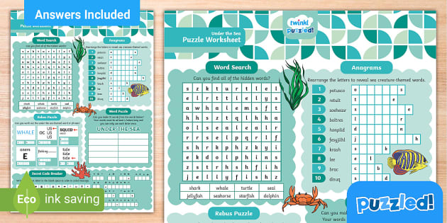 Under the Sea Worksheet Puzzles and Games - Twinkl - Puzzles