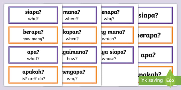 Question Words Word Cards Indonesian (teacher made) - Twinkl