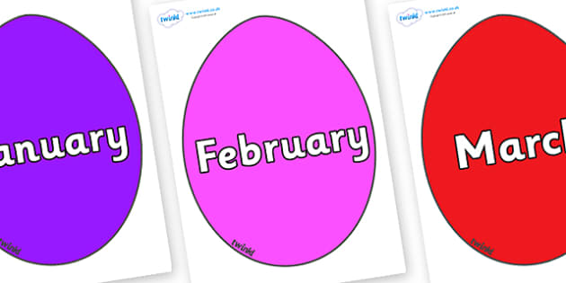 Months of the Year on Easter Eggs (Plain) (teacher made)