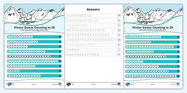 Winter Games Counting to 20 Activity Sheet (teacher made)