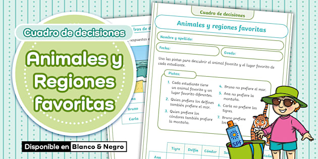 Ficha de actividad: Cuadro de decisiones con dos categorías de animales ...