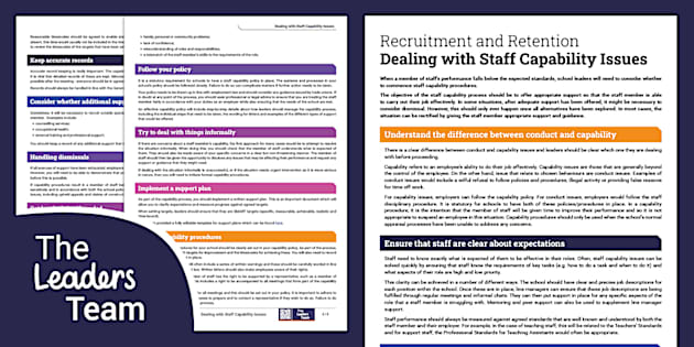 Dealing with Staff Capability Issues - Leaders - Twinkl