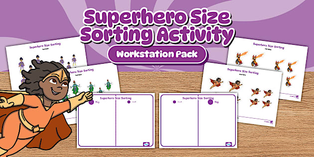 Workstation Pack: Superhero Size Sorting