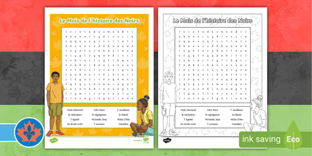 Black History Month in Canada Word Search French - Twinkl
