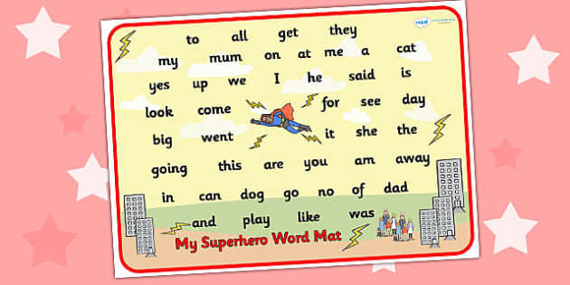 Superhero Themed Foundation Stage 2 Word Mat Teacher Made