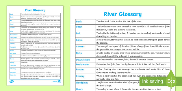 River Glossary KS2 - Teacher-made Geography Resources
