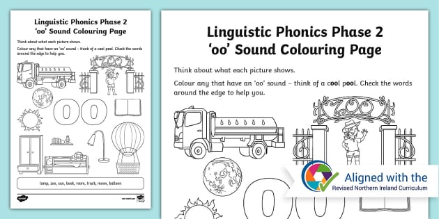 Linguistic Phonics Phase 2 'oo' Sound Colouring Page