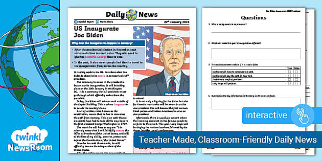 Presidential Inauguration Reading Comprehension | Twinkl