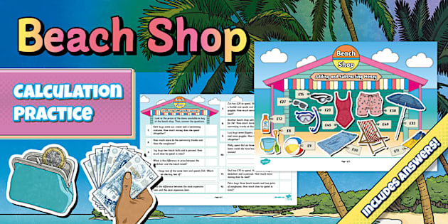 👉 Beach Shop Adding and Subtracting Money - KS2