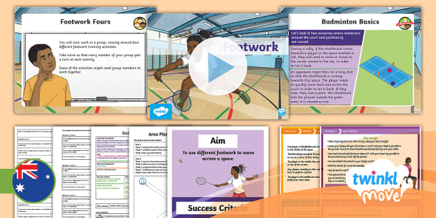 Move PE Year 4 Badminton Lesson 3: Footwork (Teacher-Made)