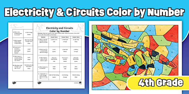 Fourth Grade Electricity and Circuits Color by Number