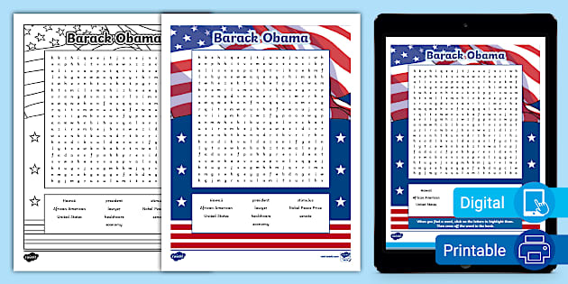 Barack Obama Word Search for 3rd-5th Grade - Twinkl