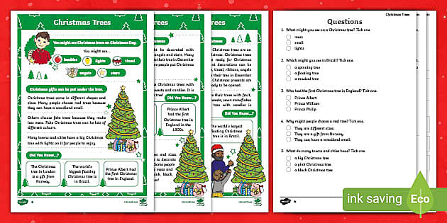 Differentiated Reading Comprehension | Christmas Trees