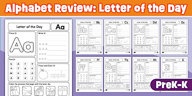 Alphabet Review: Letter of the Day Worksheets for PreK-K