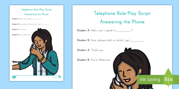 Telephone Role-Play Script - Telephone, skit, phone, practice