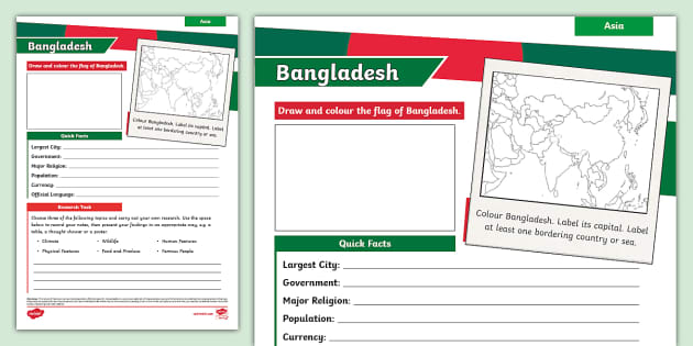 KS2 Bangladesh Research Activity (teacher made) - Twinkl