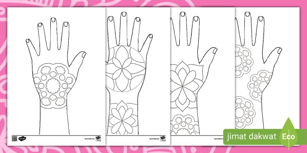 Aktiviti Mewarna Corak Inai Mudah Hari Deepavali - Twinkl