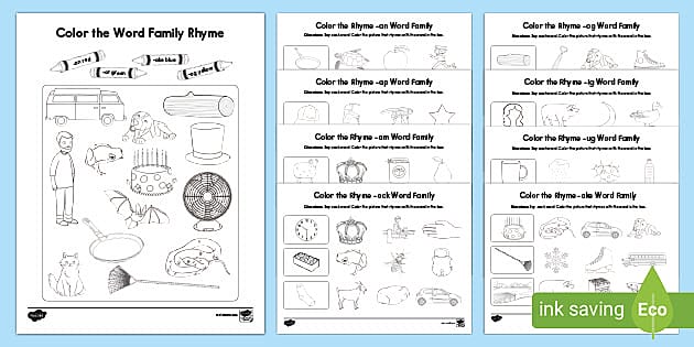 Color the Rhyme Activity Pack for K-2nd Grade (teacher made)