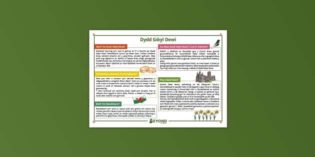 Ffeithlun Dydd Gŵyl Dewi (teacher made) - Twinkl
