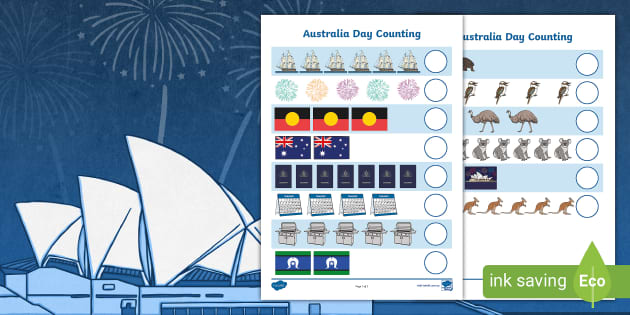 Australia Day Counting Worksheet (teacher made) - Twinkl
