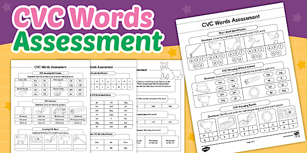 Kindergarten CVC Words Phonics Assessment (teacher made)