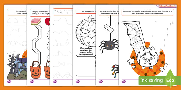 Halloween Pencil Control Activity Sheets - Twinkl