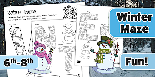winter maze worksheet