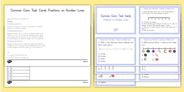 Common Core Task Cards Fractions on a Number Line